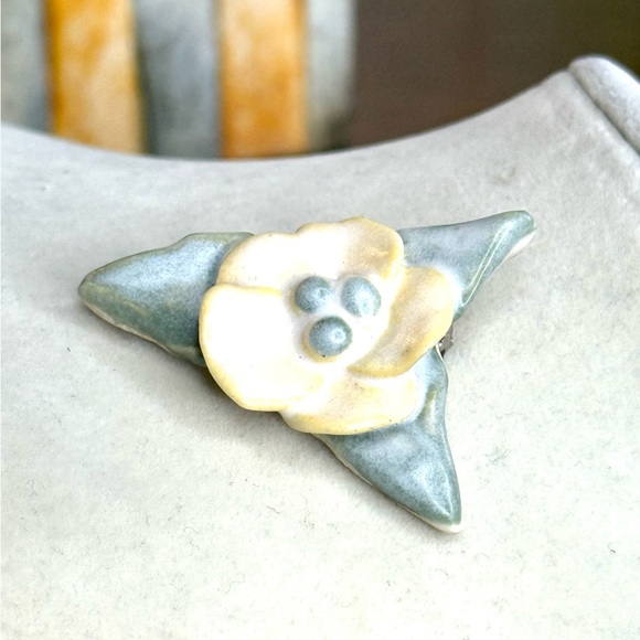 Jewelry | Vintage Ceramic Flower Brooch Artisan Handcrafted Glazed ...